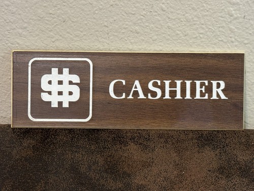 Retro CASHIER sign Traex 4004 8 1/4" x 2 3/4" Brown Adhesive Store ...