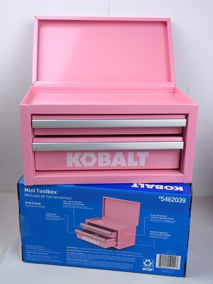 KOBALT Mini STEEL Tool Box w/ 2 Magnetic Drawers + LIFT-UP Lid, PINK ...