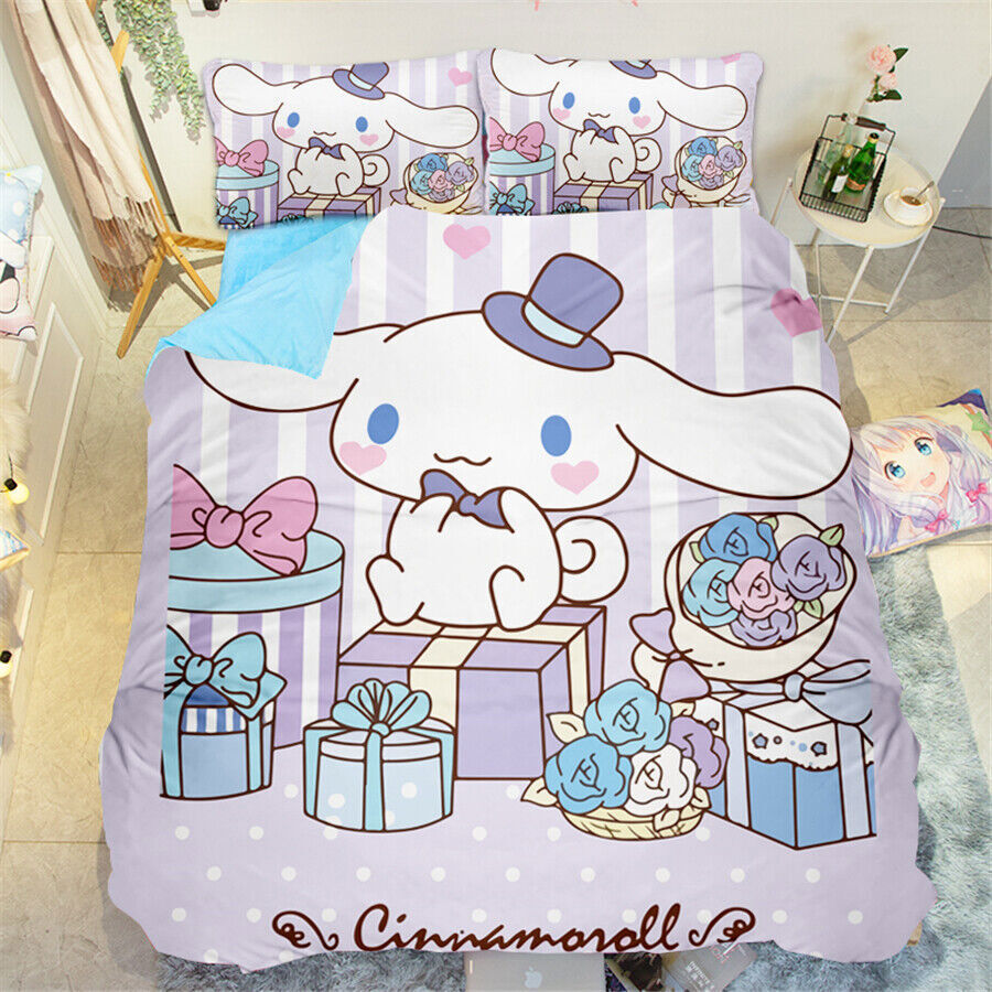 Cinnamoroll Cartoon Duvet Cover Bed Sheet Pillowcase Set for Twin Queen ...
