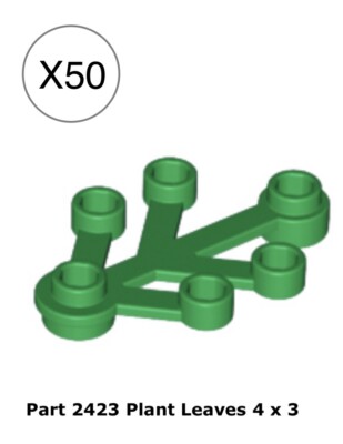 Lego 50 Green Plant Leaves 4x3 Bulk Limb (50 Small Tree Leaf Parts ...