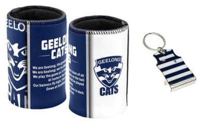 AFL GEELONG CATS CAN COOLER STUBBY HOLDER & GUERNSEY BOTTLE OPENER ...