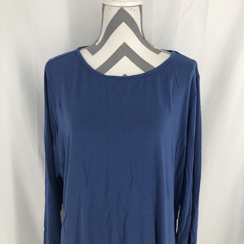 Long Tall Sally LTS basics Blue Long Sleeve Blouse Round Neck Tunic T ...