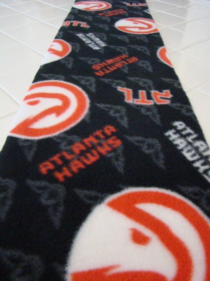 New ATLANTA HAWKS Team Logo Basketball Scarf Fabric Fleece 60" Long 9 ...