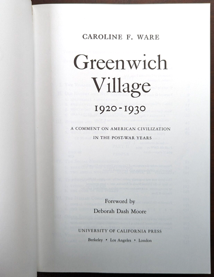 Greenwich Village, 1920-1930 Book by Caroline F. Ware, Deborah Dash ...