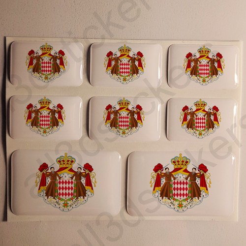 Sticker Monaco Resin Domed Stickers Monaco Coat of Arms 3D Vinyl ...