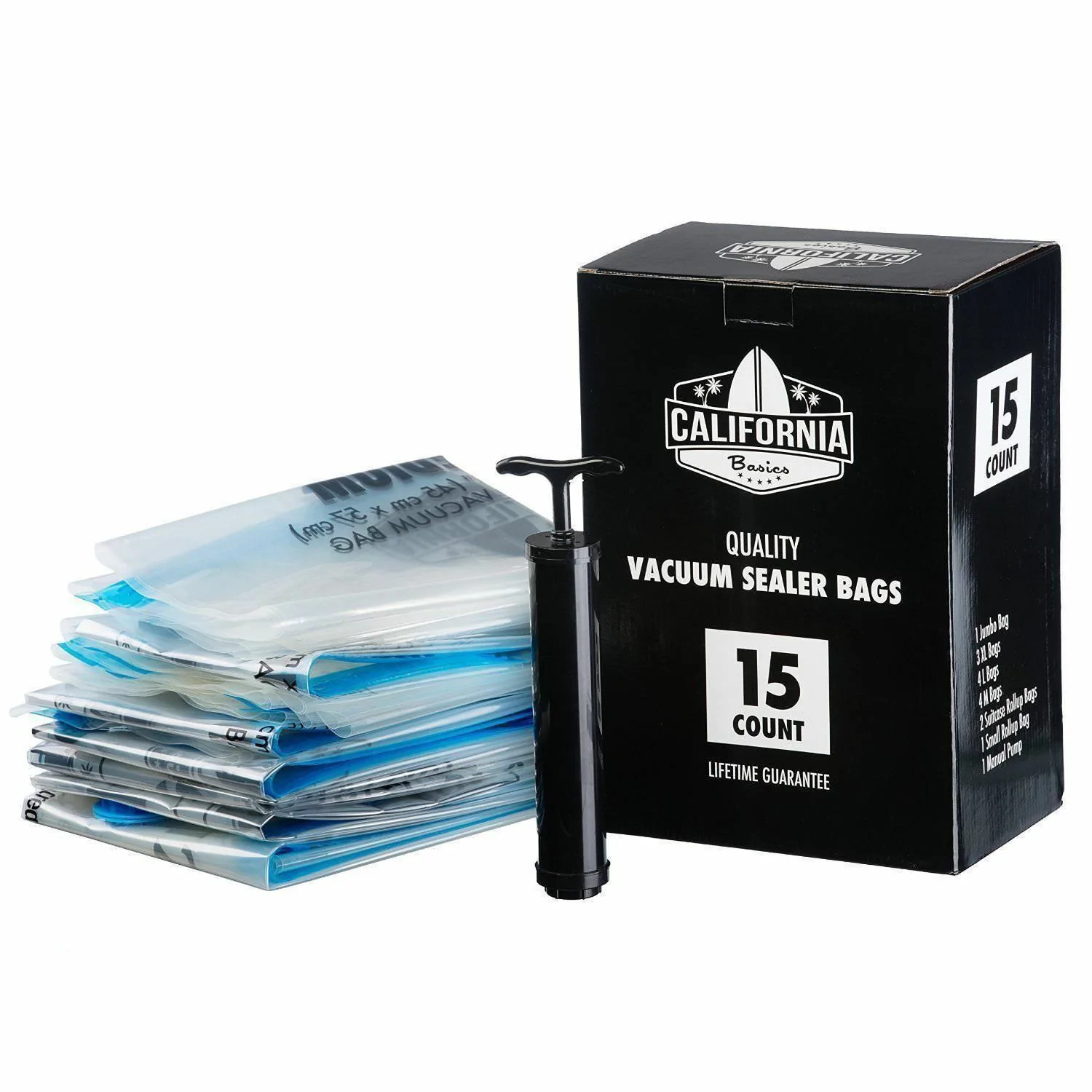 California Basics Vacuum Space Saver Bags Bundle for Storage w/ Pump ...