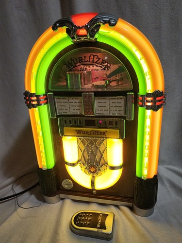 Wurlitzer WR18 Multicolor Wooden Cabinet Compact Disc Jukebox W/ Remote ...
