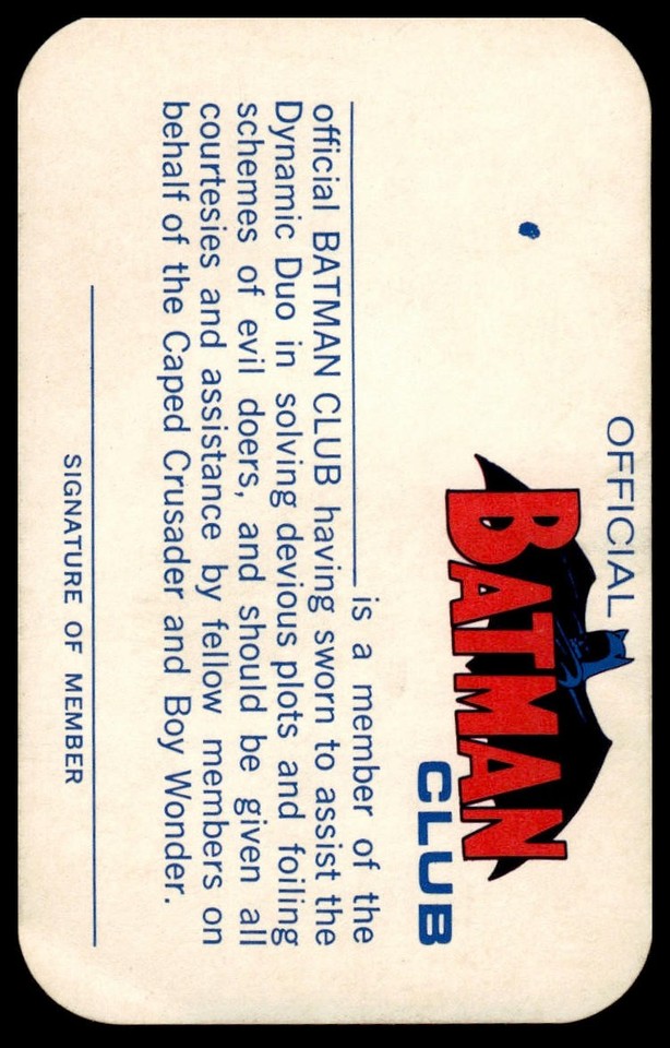 1966 Vintage Batman Code Batman Club Membership Card | eBay