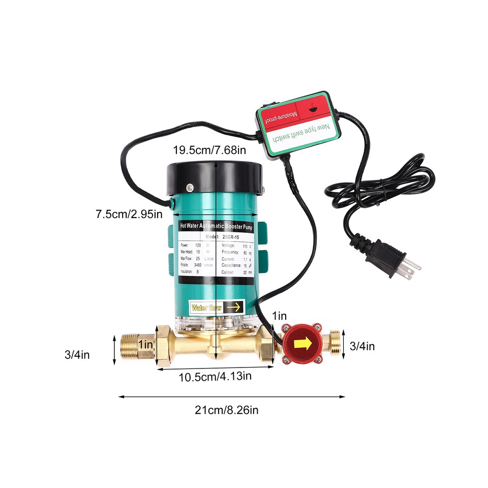 115V 120W Household Shower Booster Pump Automatic Boost Water Pressure ...