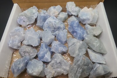 Blue Calcite Box 1 Lb Natural Blue Crystal Chunks Raw Mineral Specimens ...