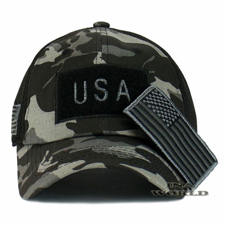 USA Flag Hat Detachable Patch Tactical Operator Micro Mesh Military ...