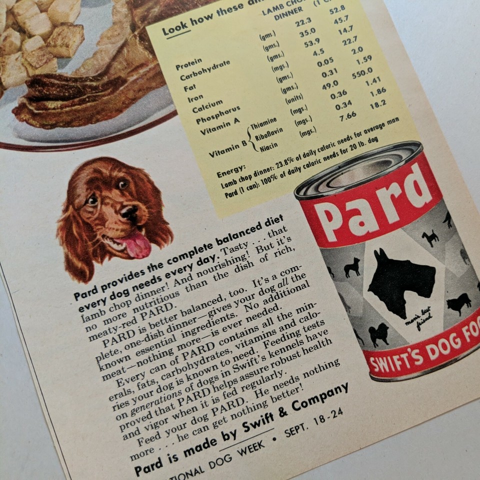 Vintage PARD SWIFT'S DOG FOOD 1949 Original Magazine Ad | eBay
