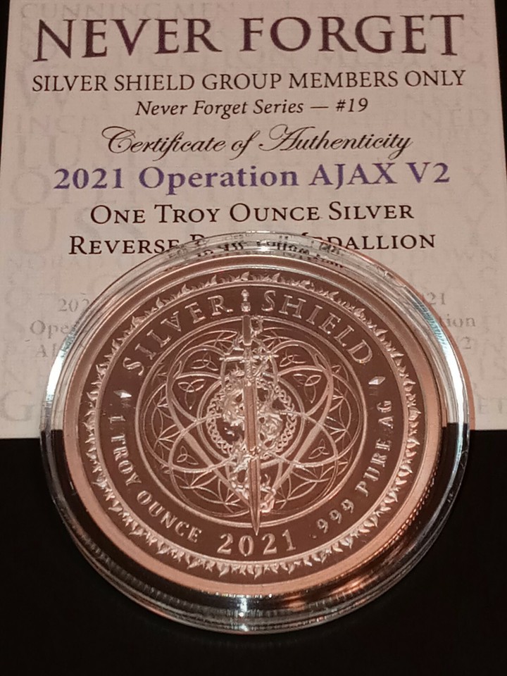 1 OZ SILVER PROOF OPERATION AJAX V2 ROUND COA 2021 silver shield never ...