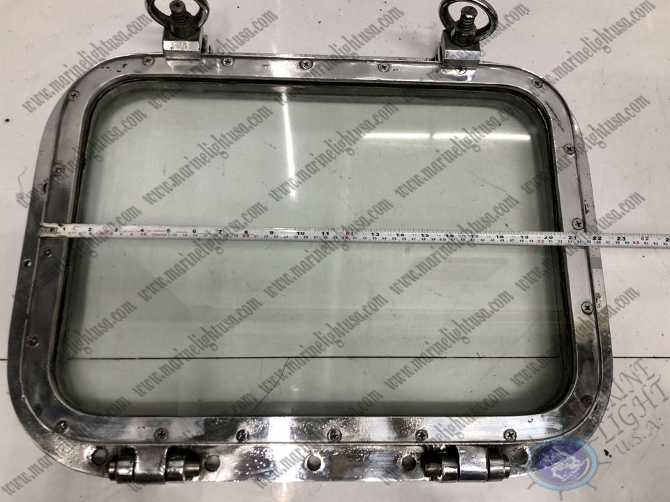 Vintage Aluminum Square Porthole Window Brass Dual Keys Nautical Home ...
