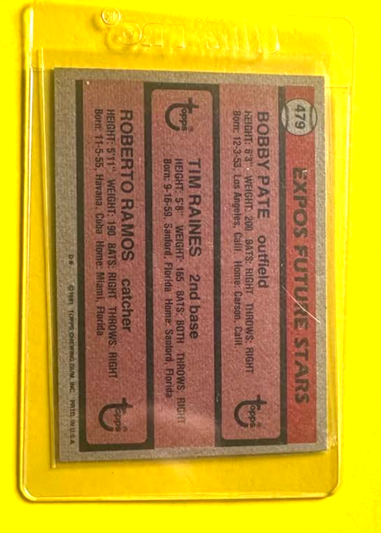 1981 Topps - Future Stars Tim Raines, Bobby Ramos, Bob Pate #479 (RC ...