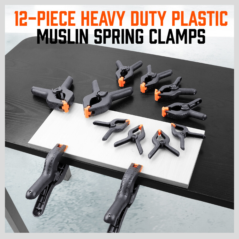 12Pc Hard Plastic Spring Clamps Set Quick DIY Tools Grip Clips Nylon ...