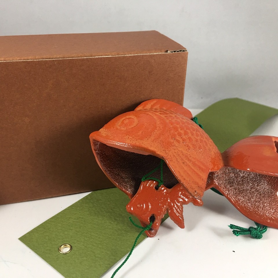 Kotobuki Japanese Wind Chime Bell Iron Orange Goldfish 485-081 Made in ...