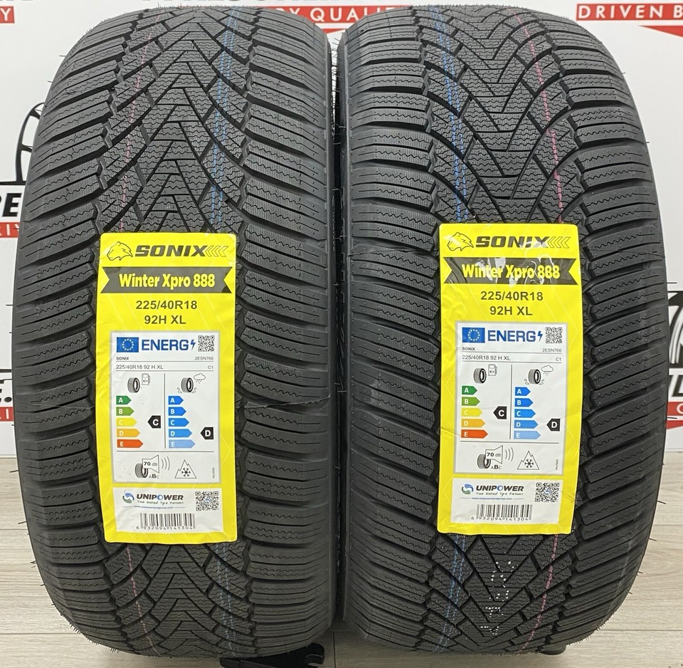 2 X 225 40 18 SONIX WINTER 92H XL 225/40R18 BRAND NEW M+S TYRES 2254018 ...