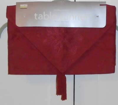 MARTHA STEWART BURGUNDY CHRISTMAS WOVEN FABRIC TABLE RUNNER - 14" X 70 ...