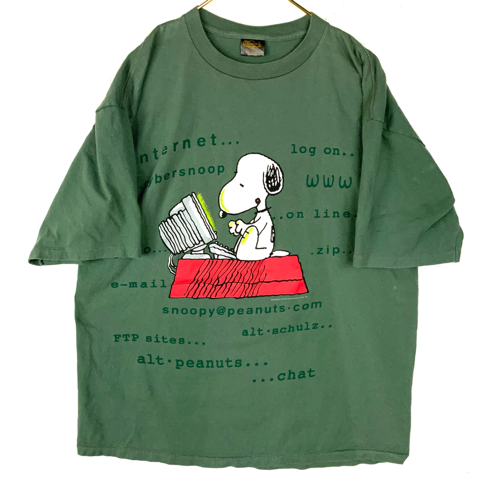 Vintage Snoopy Peanuts Changes T-Shirt XL Green Made Usa Programmer ...