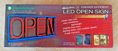 NEW! MYSTIGlO LED Light Open Sign, Flashing Option Sign 24.5"L x 9"H ...