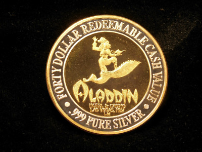 Aladdin Casino $40 Redeemable Cash Value .999 Pure Silver Gaming Token ...