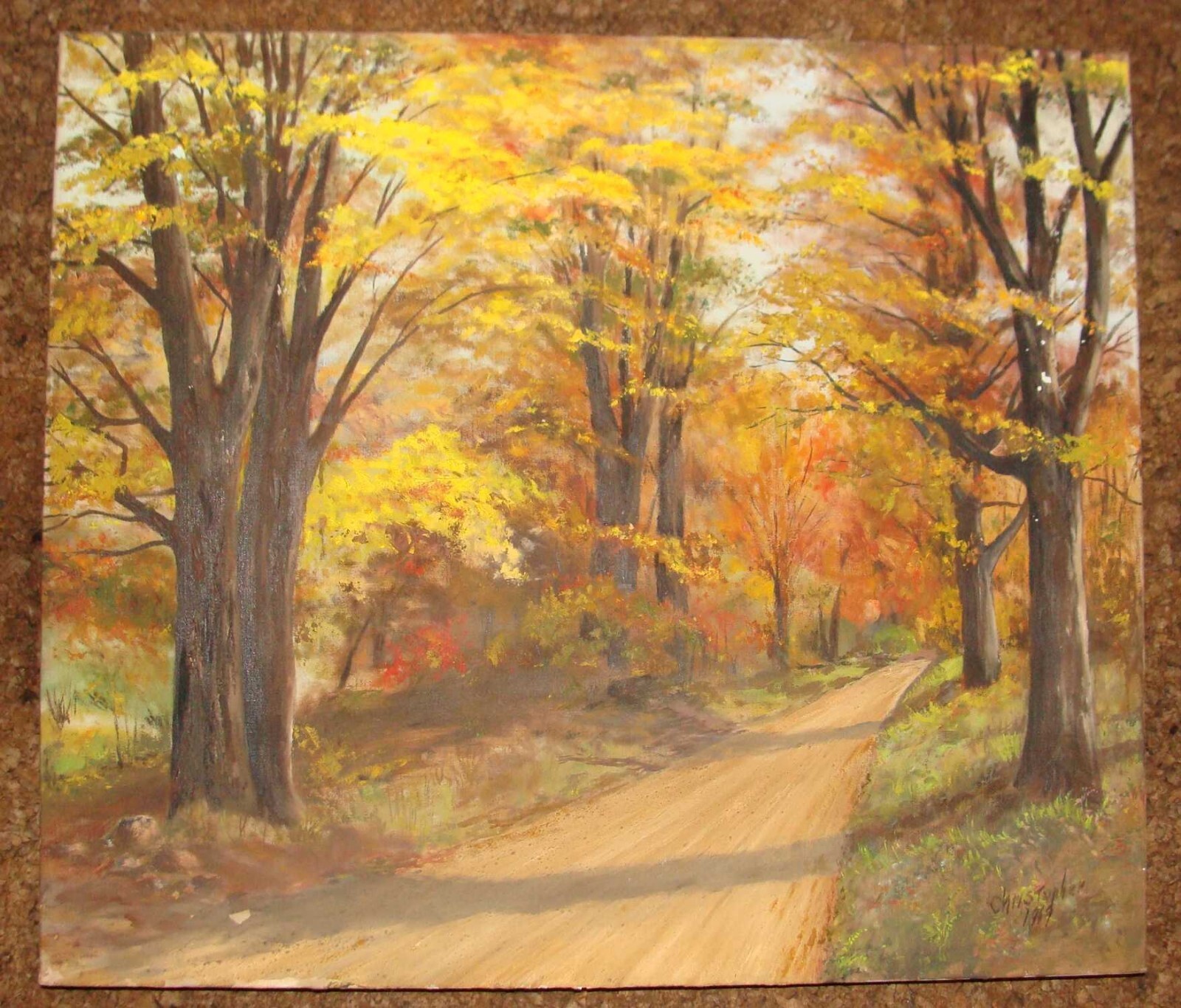 Vintage 1969 Oil Painting Autumn Fall Landscape Original Artist Signed ...
