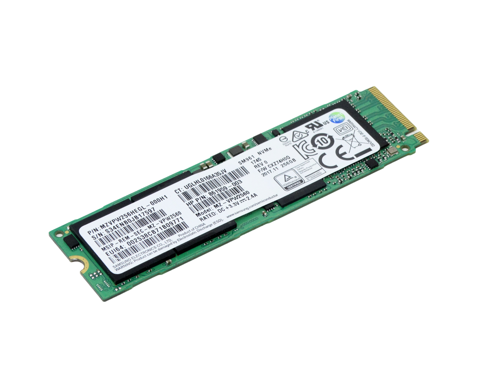 Samsung 256gb M.2 NVMe SSD PCIe Mzvpw256hegl-000h1 Sm961 for sale ...