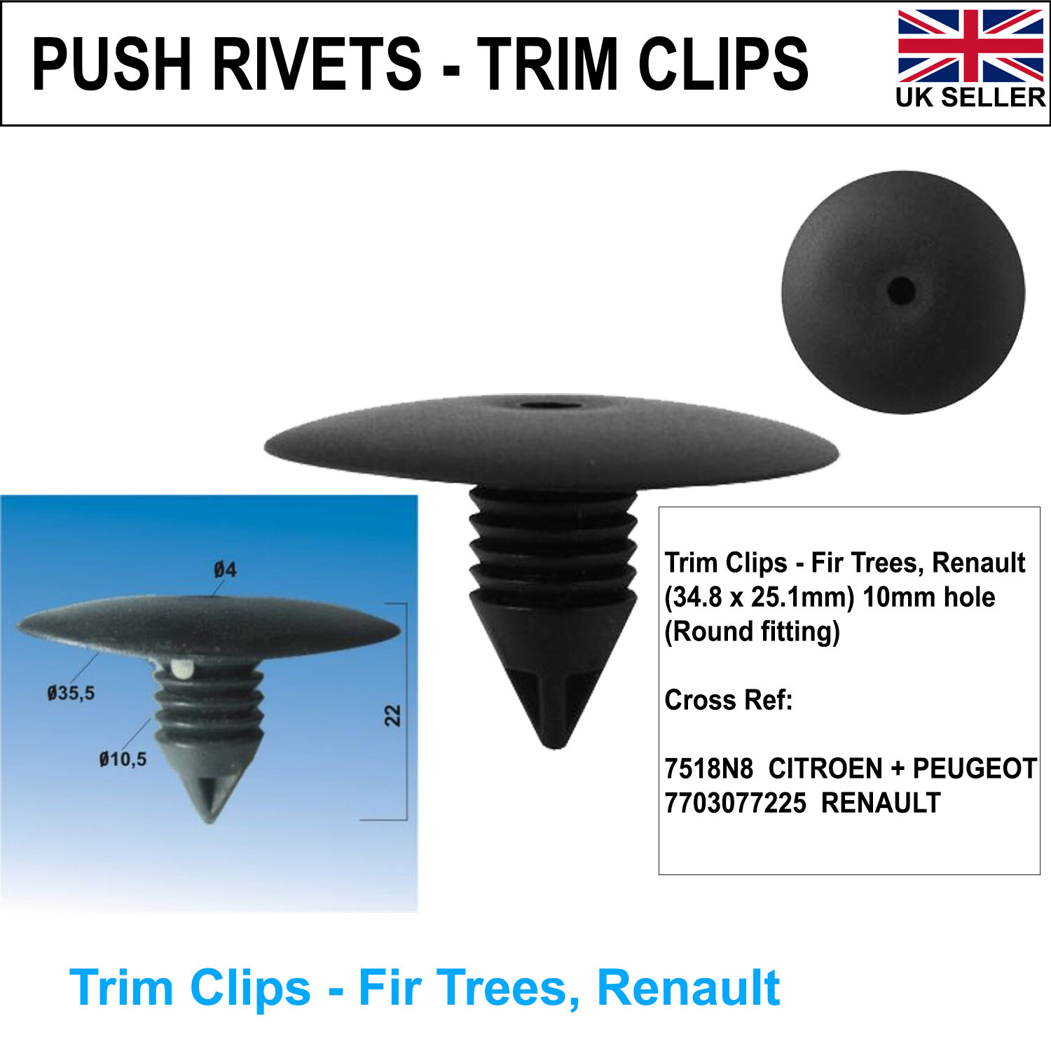 Trim Clips Push Rivets Fir Tree Bumper Door Panel Fixing Clips Fastener ...