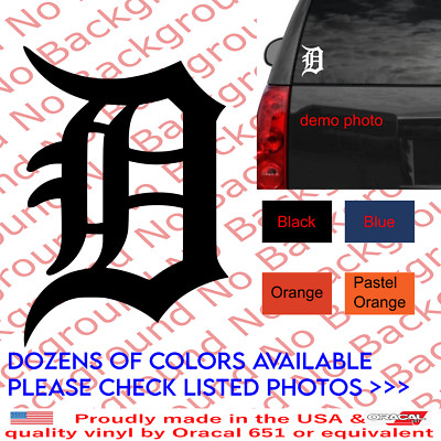 OLD ENGLISH Letter D Vinyl Decal for DETROIT TIGER Car Windows /Base ...