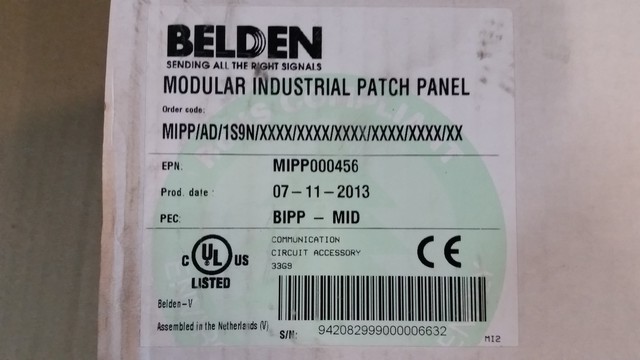 Belden Modular Industrial Patch Panel Mipp-ad-1s9n for sale online | eBay