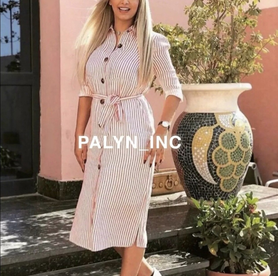 NWT ZARA LONG FLOWING STRIPED TUNIC DRESS WITH BUTTONS 7704/610 | eBay