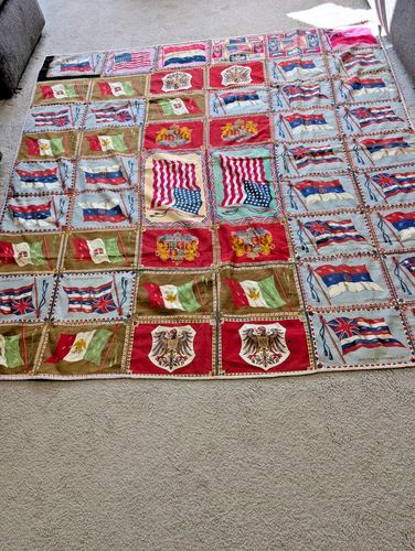 VINTAGE TOBACCO FLANNELS QUILT ASSORTED FLANNELS MADE INTO QUILT 64X64 ...
