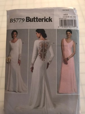 Butterick B5779 Wedding Gown Lace Button Back Pattern Misses 4-12 UNCUT ...