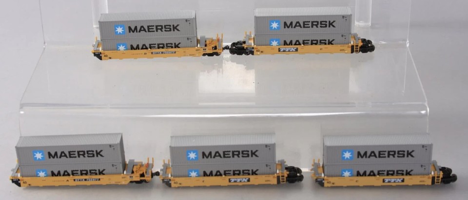 N Scale KATO Gunderson MAXI-I Double Stack Car 5 Unit Set - TTX MAERSK ...