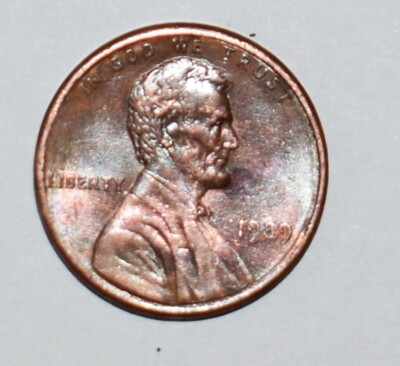 1989 Lincoln Penny NO Mint Mark Strike Through Wounded Multi Error Red ...