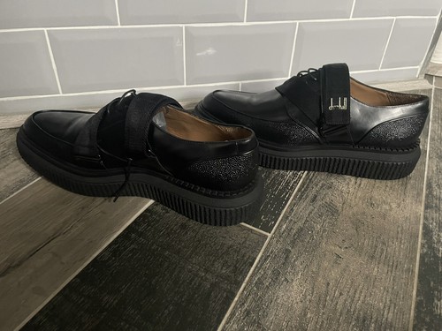 DUNHILL BLACK CREPE SOLES CREEPERS BEETLE CRUSHERS SHOES SIZE 44 10-10. ...