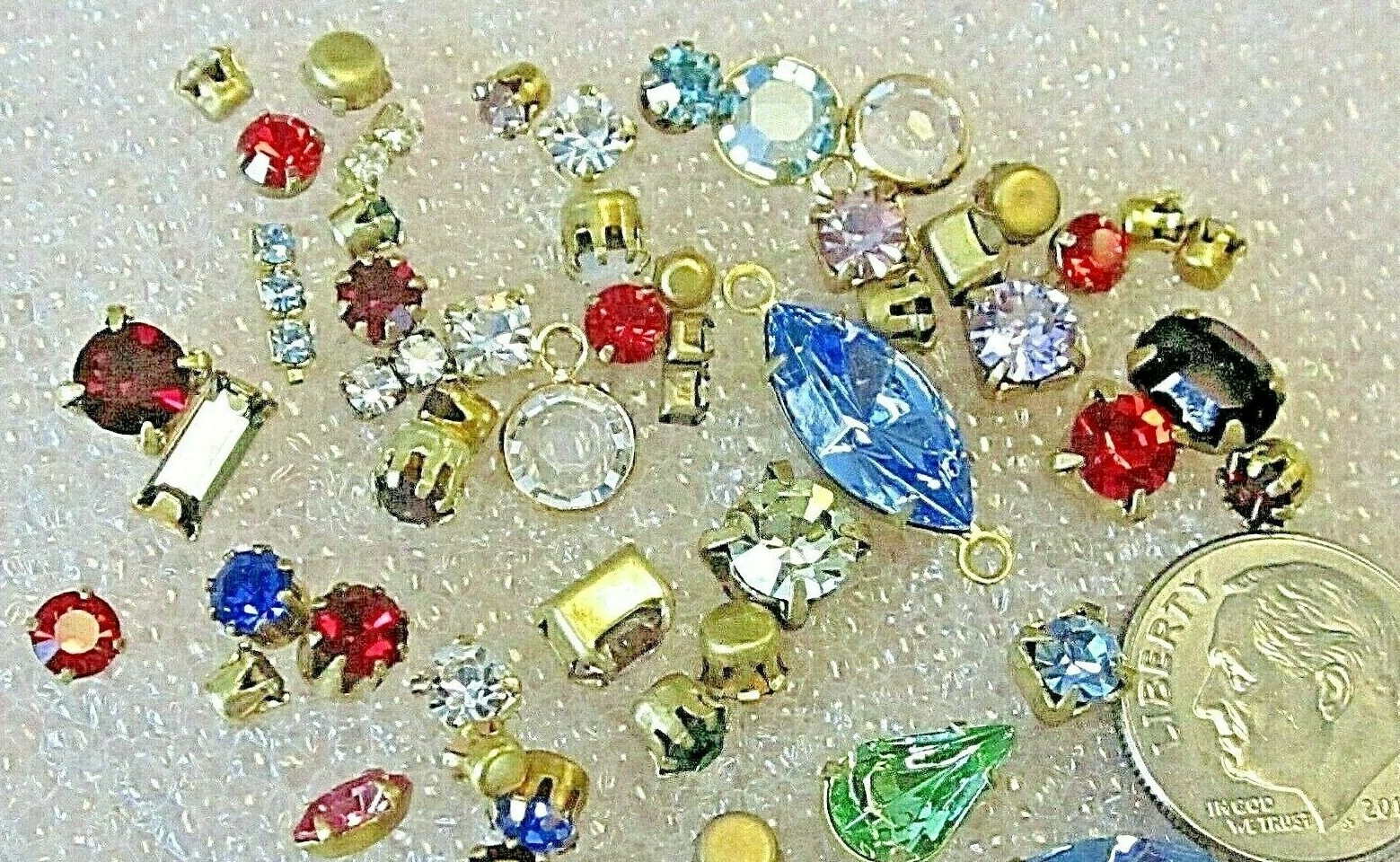 SWAROVSKI MIXED SHAPES SINGLE RHINESTONES IN SETTINGS 50 CRYSTAL LOT ...