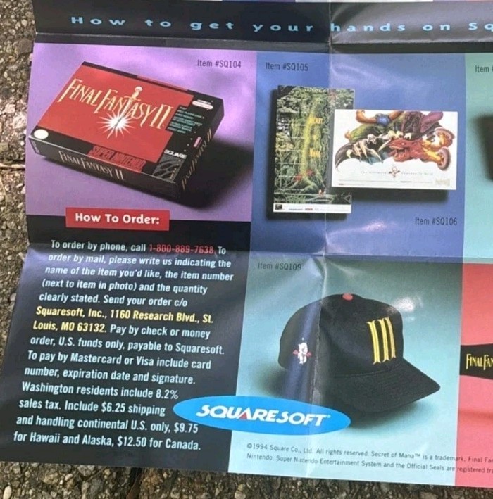 1994 Final Fantasy III 3 Baseball Hat Cap Super Nintendo SNES JRPG Mail ...