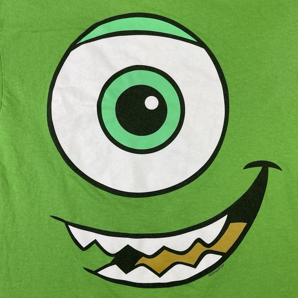 Monsters Inc Shirt Mens Medium Green Mike Wazowski Big Face Disney ...