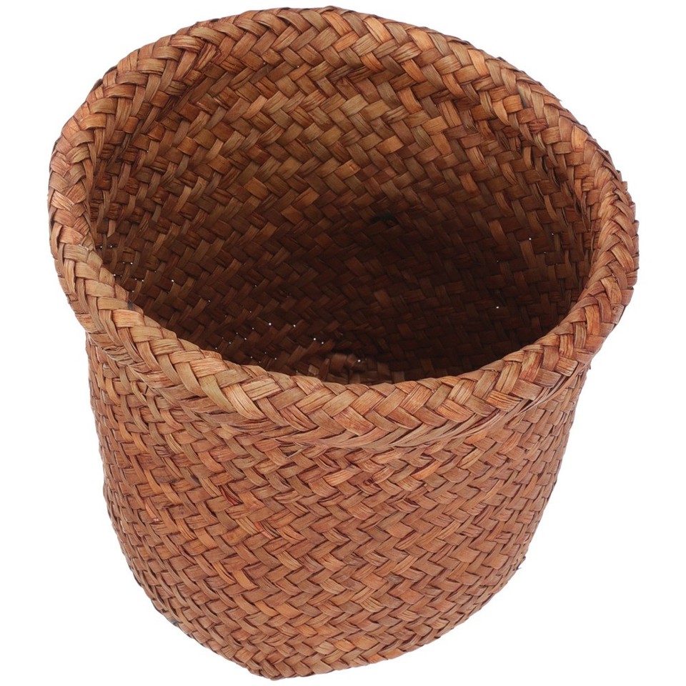 Household Trash Bucket Woven Waste Basket Bedroom Decorative Can | eBay ...