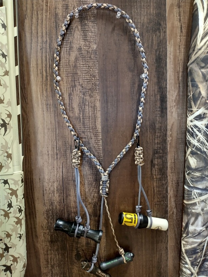 Custom made Duck Goose predator Call Lanyard w/ 2 carabiner drops Camo ...