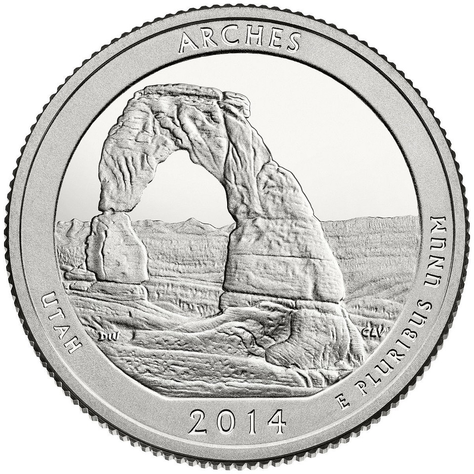 Sealed & Uncirculated 2014 Arches National Park Utah quarter rolls (AW4 ...