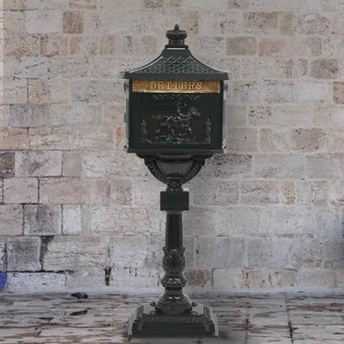 Pedestal Letterbox Vintage Style Aluminium Key Lock Lockable Letter Box ...