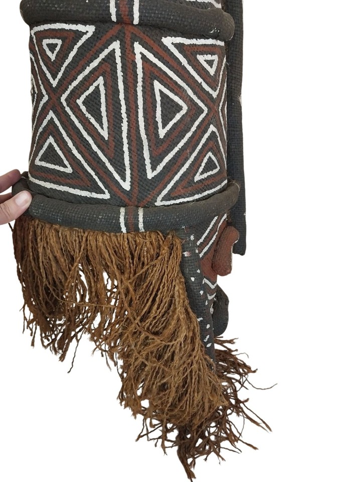 African Makishi Tribal Mask Raffia Trimmings 35" Tall Wearable HUGE ...
