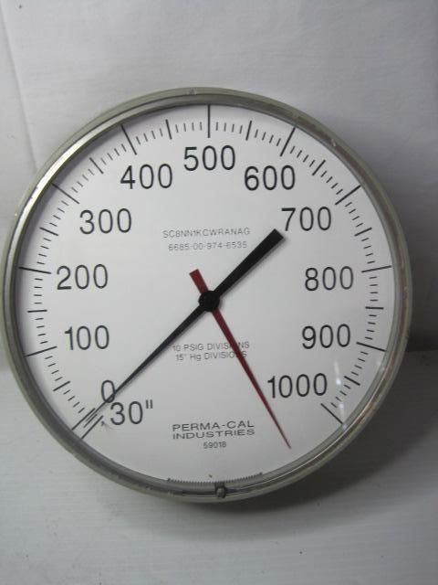 8729 Perma-Cal 1000 PSI Gauge Gage 59018 10 PSIG Div 1/16" Inlet Port 3 ...