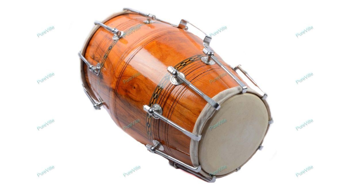 Indian Wooden Professional Bina Dholak no. 36B NB Musical Instrument ...