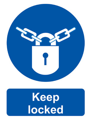 Keep Locked Warning Sign Self Adhesive Vinyl Sticker 125mm x 160mm | eBay