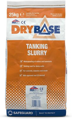 Drybase Tanking Slurry 25kg - BBA Approved Waterproofing Cement for ...