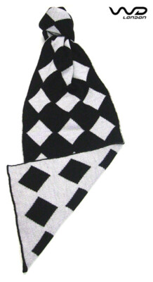 Black & Silver Diamond Reversible Merino Lambswool Scarf by WD WD_SCARF ...
